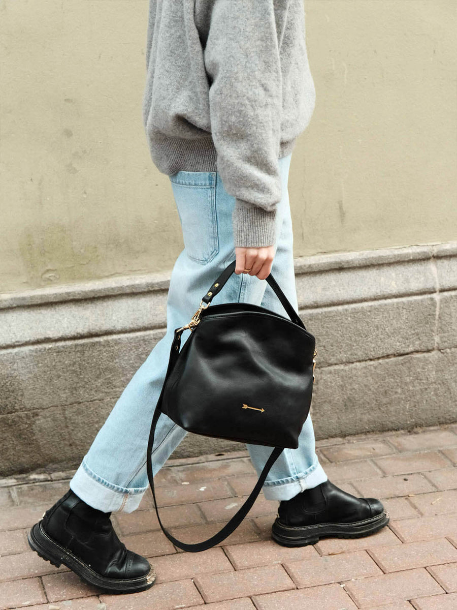 Juniper Negro | Bolso mediano de piel | Mercules